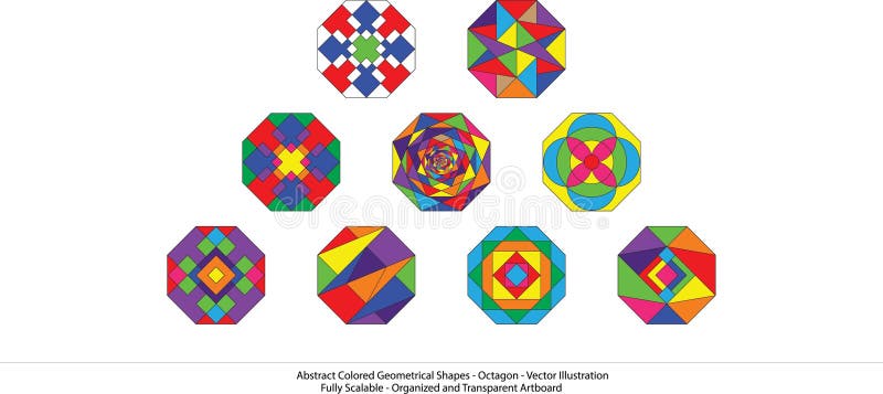 Abstract Colored Geometrical Shapes - Octagon. Stock Vector ...