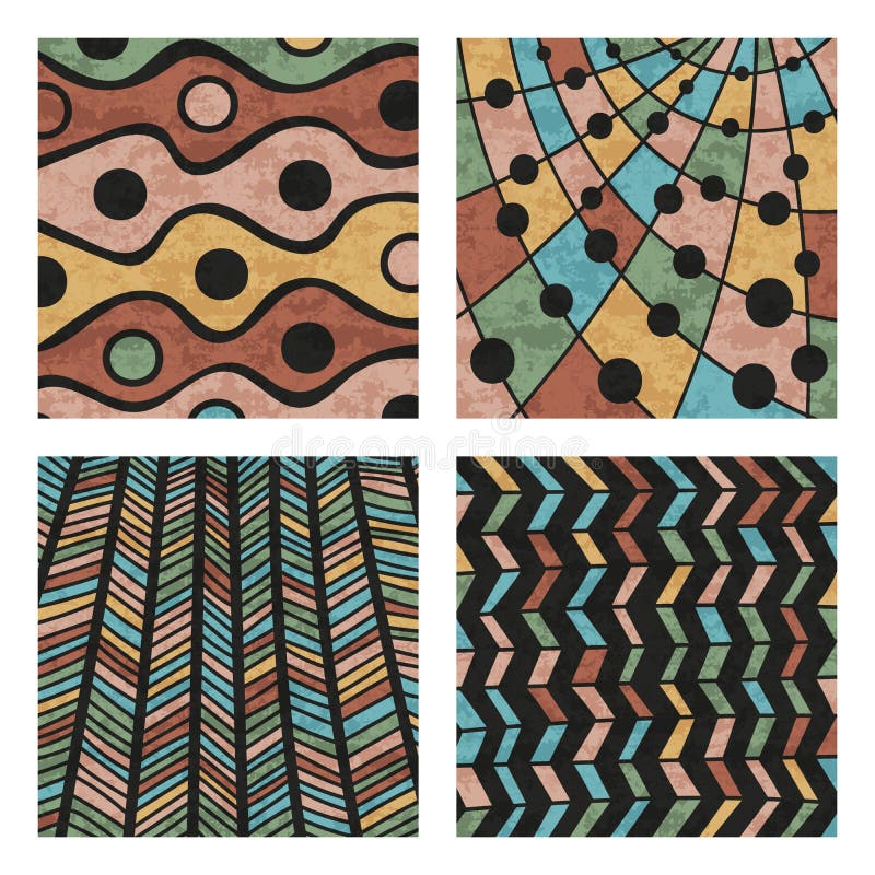 Abstract Colored Hand Drawn Doodle Patterns Stock Vector - Illustration ...