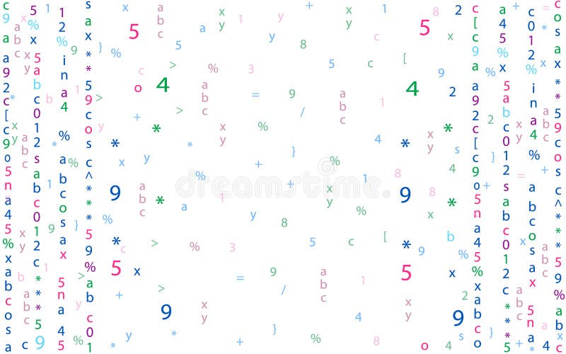 Abstract Colored Mathematical Signs of Algebra and Geometry on a White ...