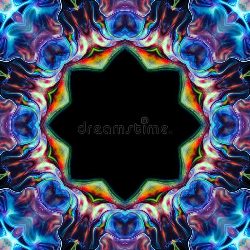 Abstract Colored Neon Flower on a Black Background. the Element for the Design is a Luminous ...