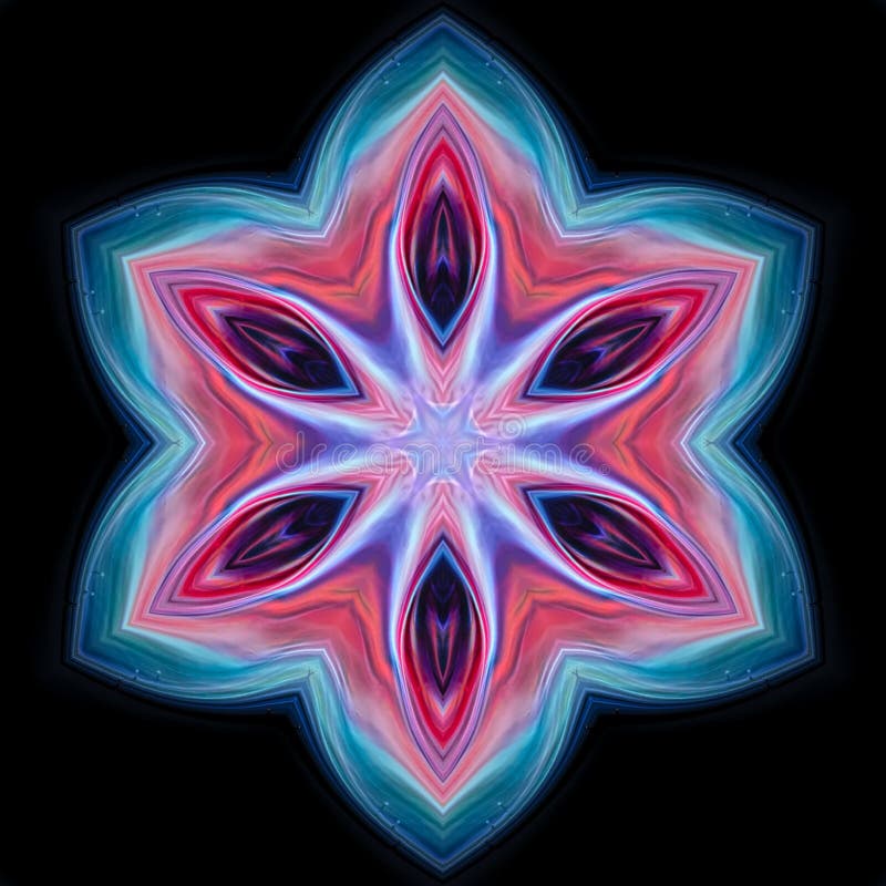 Abstract Colored Neon Flower on a Black Background. the Element for the ...