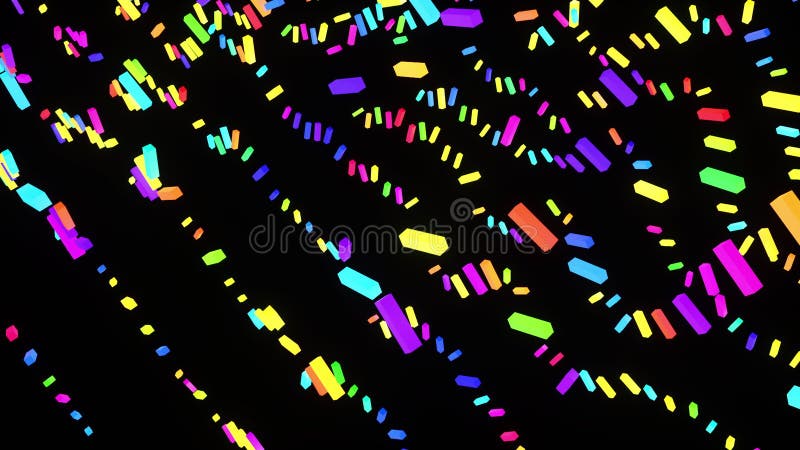 Abstract Colored Neon Glitch Boxes on a Black Stock Footage - Video of ...