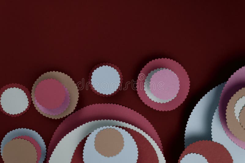 Abstract Colored Paper Circles Shapes in Blue Background. Minimalist ...