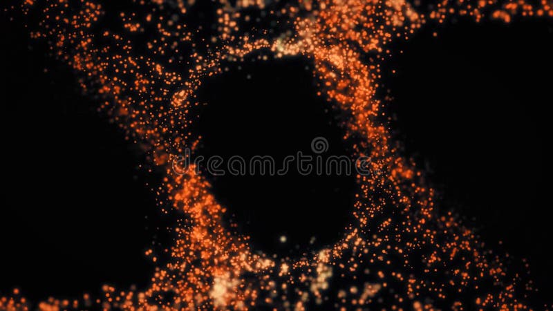 Abstract Colored Particles Moving in Circle on Black Background ...