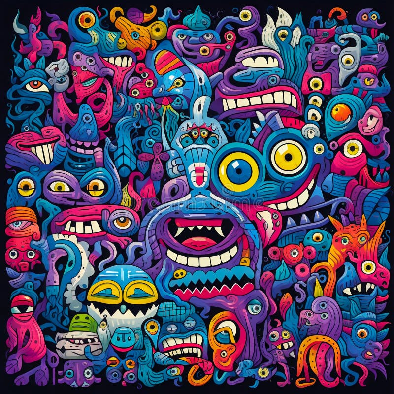 Abstract Colored Pattern of Monster. Generative AI Stock Illustration ...