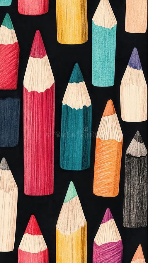 Abstract Colored Pencils Pattern on Black Background Stock Photo ...