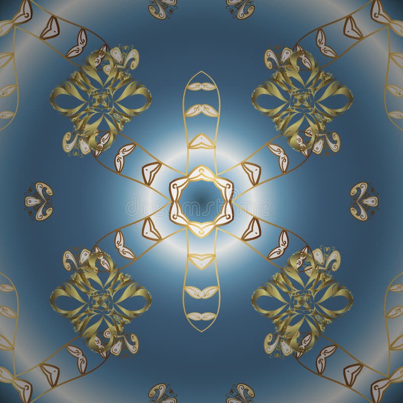 Blue and Neutral and Golden Pattern Stock Illustration - Illustration ...