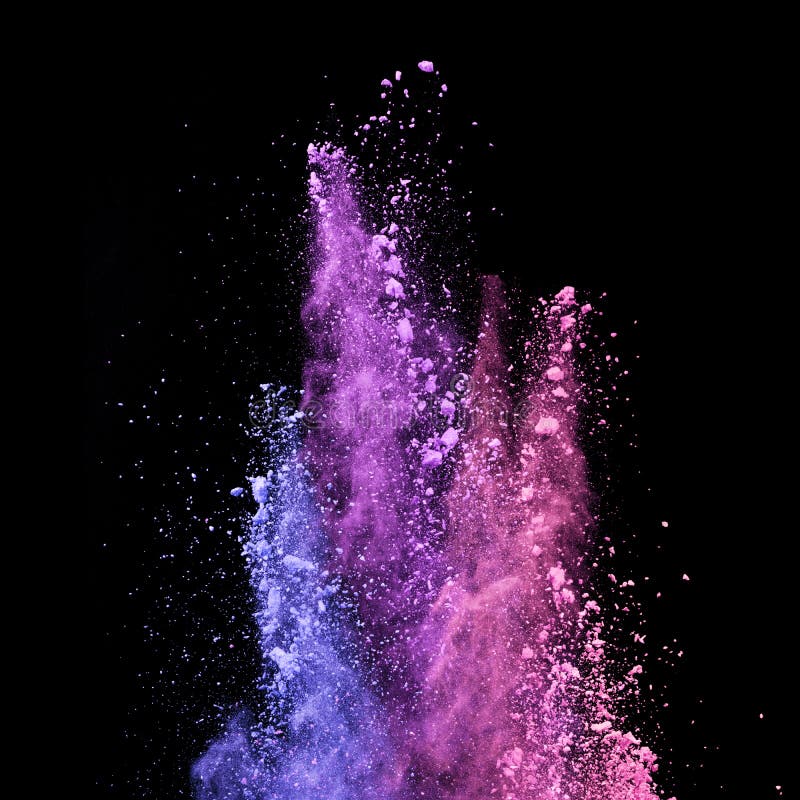 Abstract Colored Powder Explosion Isolated on Black Background. Stock ...