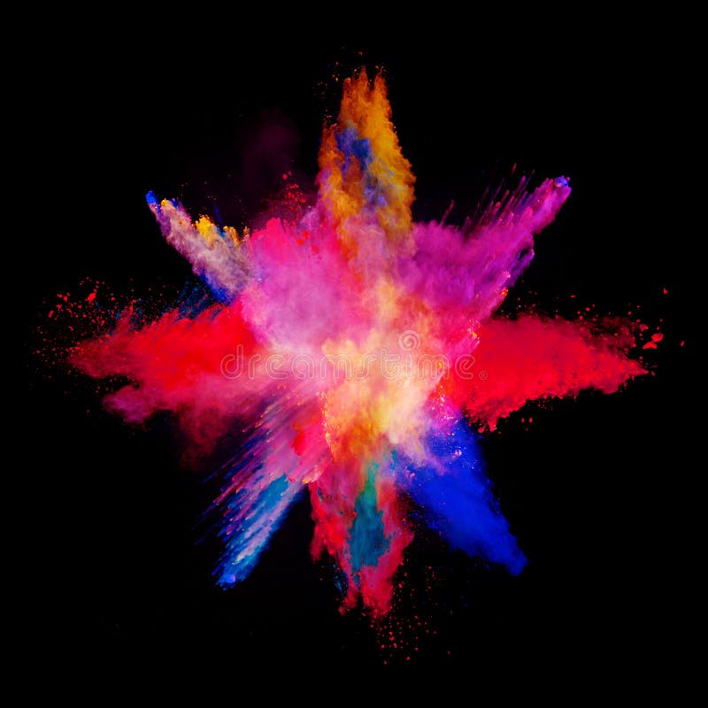 Abstract Colored Powder Explosion Isolated on Black Background. Stock ...