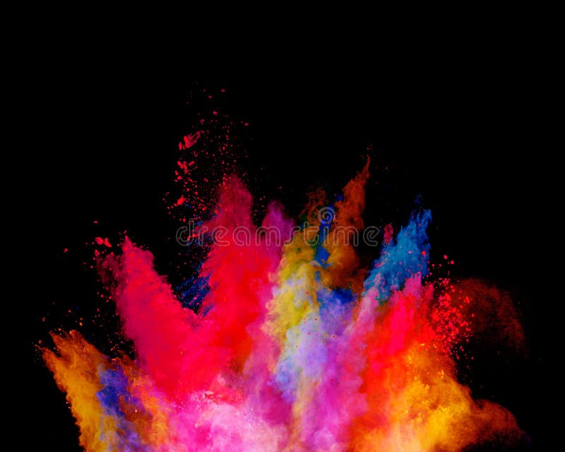Abstract Colored Powder Explosion Isolated on Black Background. Stock ...