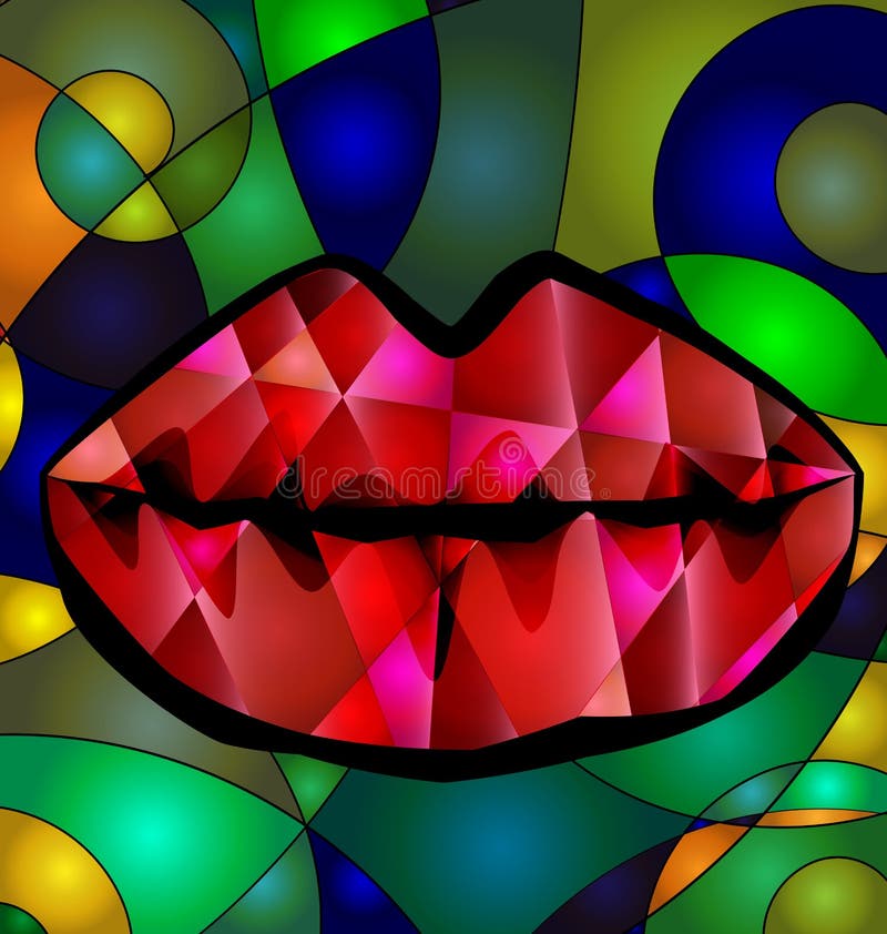 Abstract colored red lips stock vector. Illustration of festive - 96867120