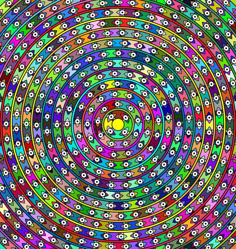Abstract Colored Rings with Eyes and Figures Stock Vector ...