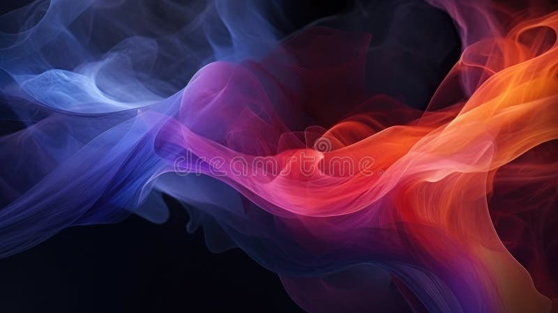 Abstract Colored Smoke Waves Creating Textured Splashes Against a Black ...