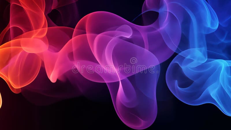 Abstract Colored Smoke Waves Creating Textured Splashes Against a Black ...