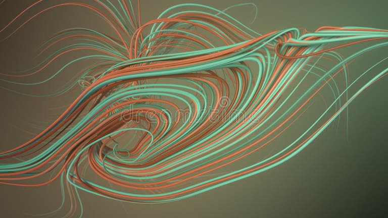 Interlacing Abstract Green Curves. 3D Rendering Stock Illustration ...