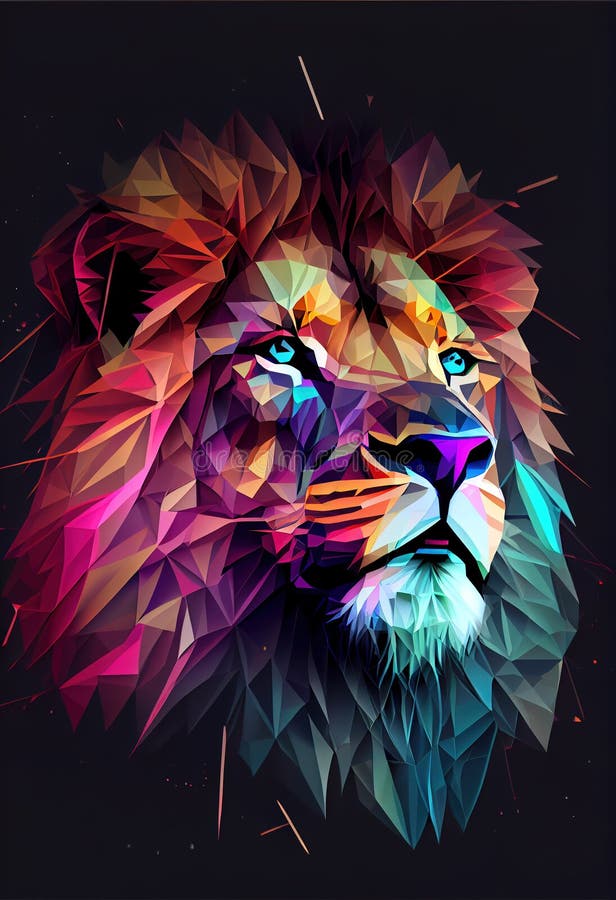 Abstract Colored Triangulate Lion. Ai Generated Stock Illustration ...