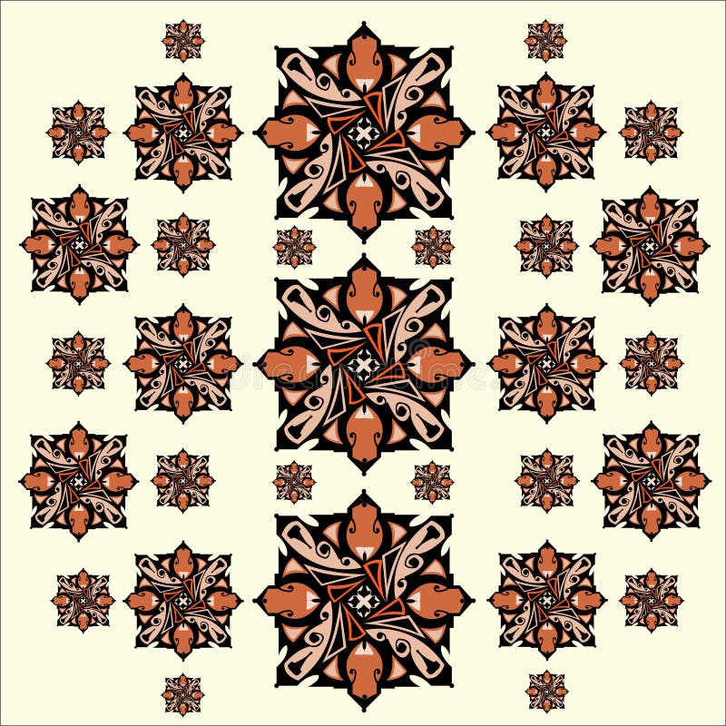 Abstract Colored Turkish Design for Carpet and Tile. Stock Illustration ...