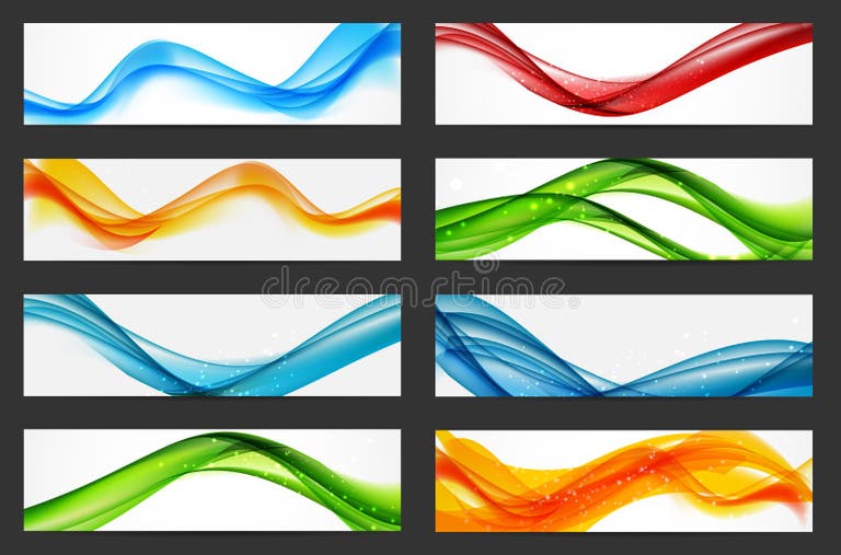 Abstract Colored Wave Header Background Set. Vector Illustration Stock ...