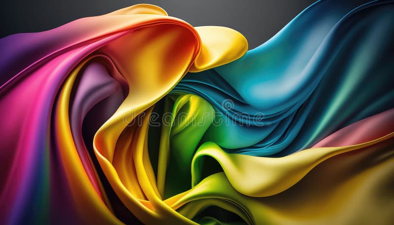 Abstract Colored Wave Motion Background, Satin Texture, Generated by AI ...