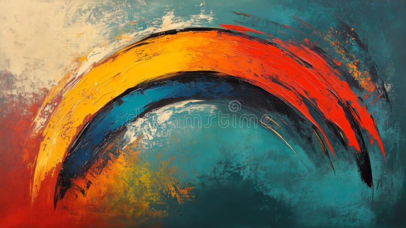 Abstract Colorful Arc Painting Impasto Texture Stock Illustration ...