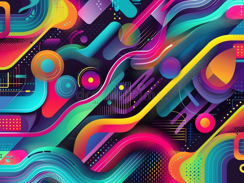 Abstract Colorful Background with Bright Geometric Shapes and Gradient ...