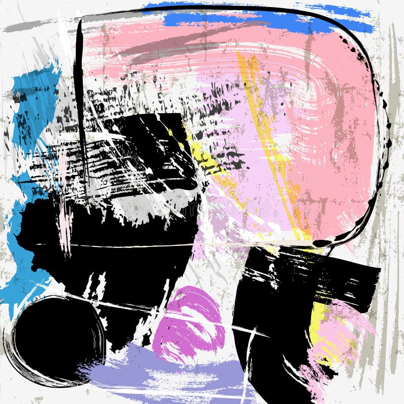 Abstract Colorful Background Composition, with Lines, Circle, Paint ...