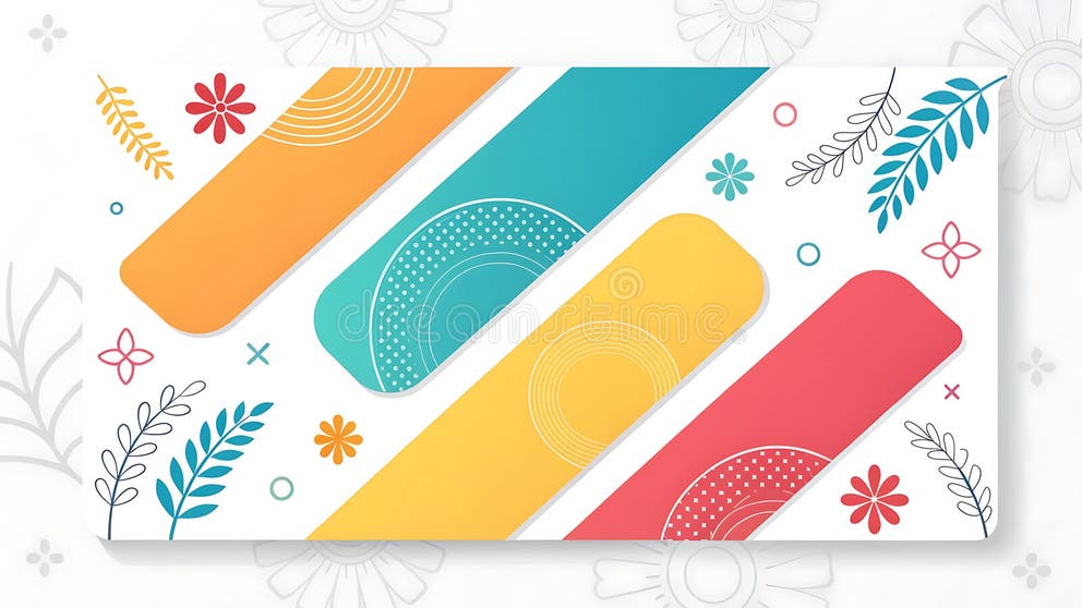 Abstract Colorful Background with Diagonal Rectangles and Floral ...