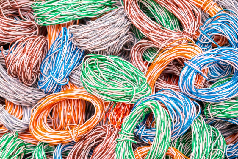 Abstract Colorful Background of Electrical Cables. Multicolored Wires ...
