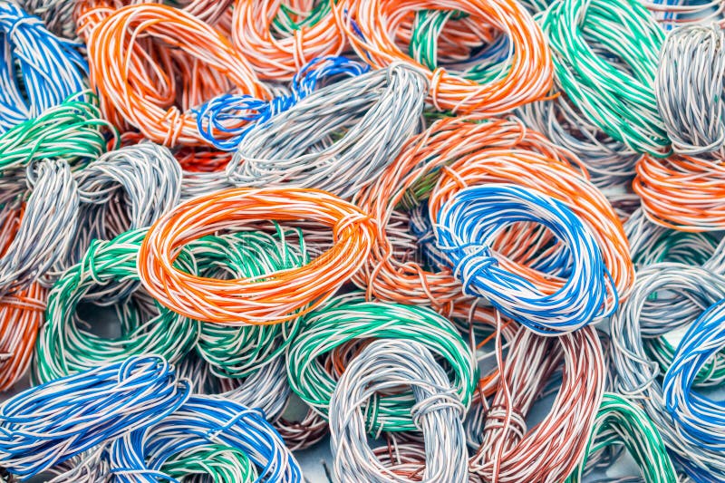 Abstract Colorful Background of Electrical Cables. Multicolored Wires ...