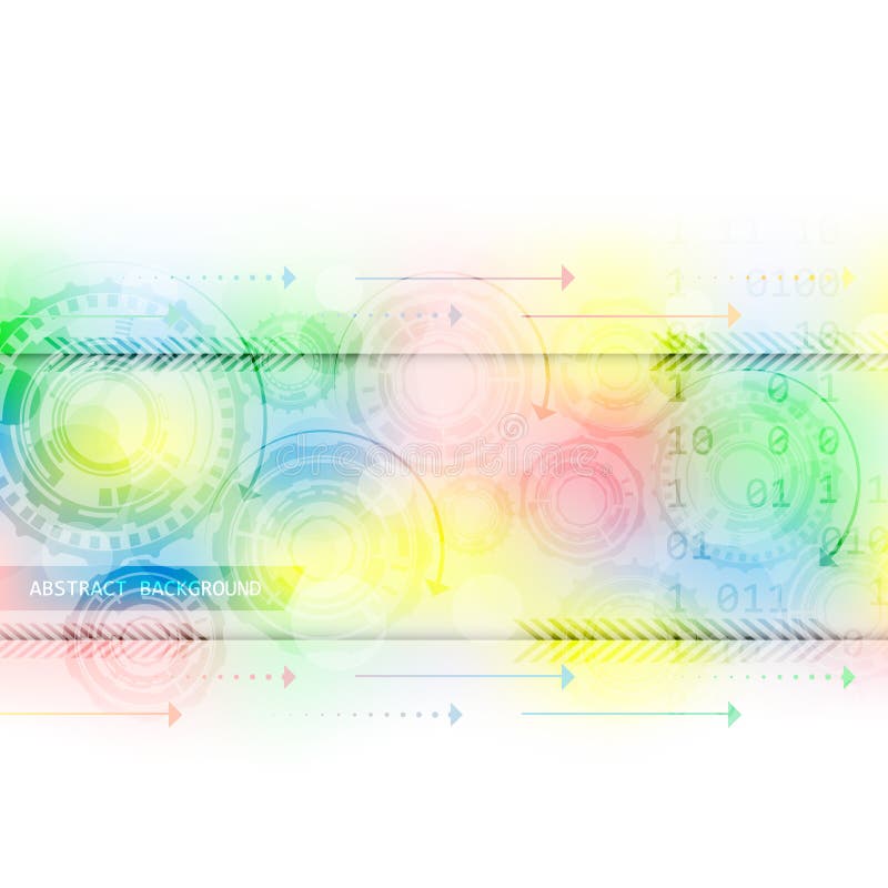 Abstract Colorful Background with Gear Wheels and Arrows, Illustration ...