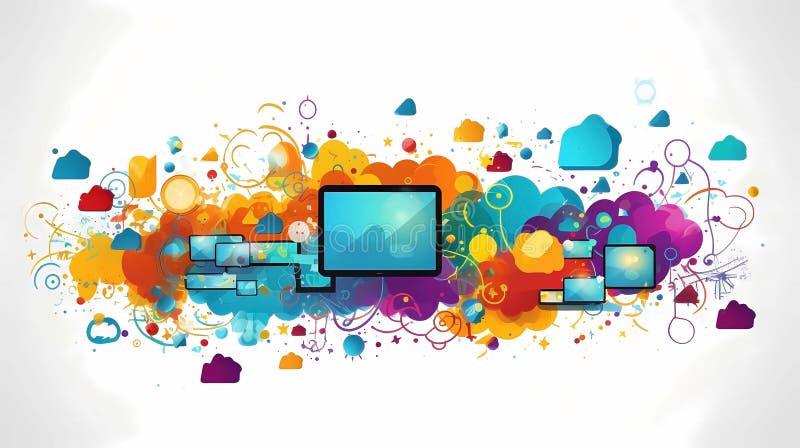 Abstract Colorful Background with Media Devices, Generative AI ...