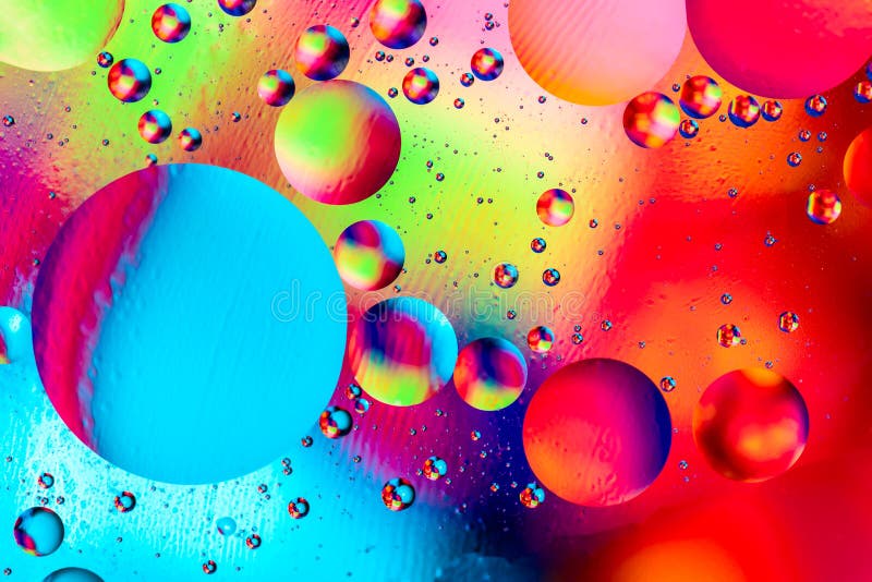 Abstract Colorful Background with Oil on Water Surface. Oil Drops in ...