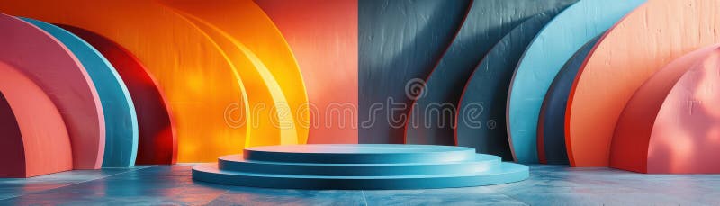 Abstract Colorful Background with Platform and Arches Stock Image ...