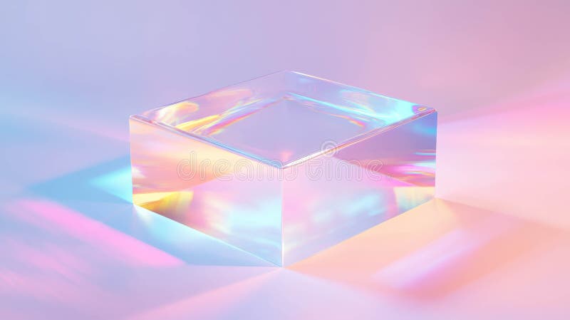 Abstract Colorful Background with Transparent Glass Cube and Prism ...