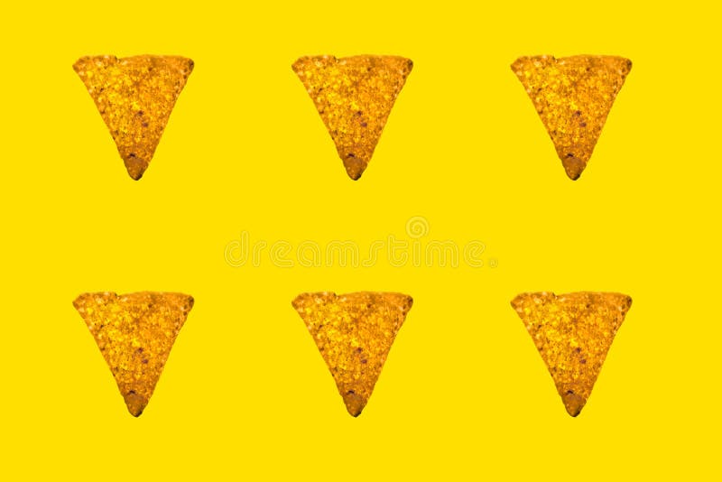 Abstract Bright Background of Whole Triangular Nachos Slices on Yellow ...