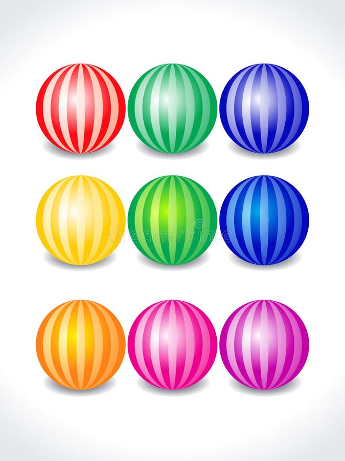 Beach Balls Vector Set in Colorful 3D Realistic Rubber Stock Vector ...