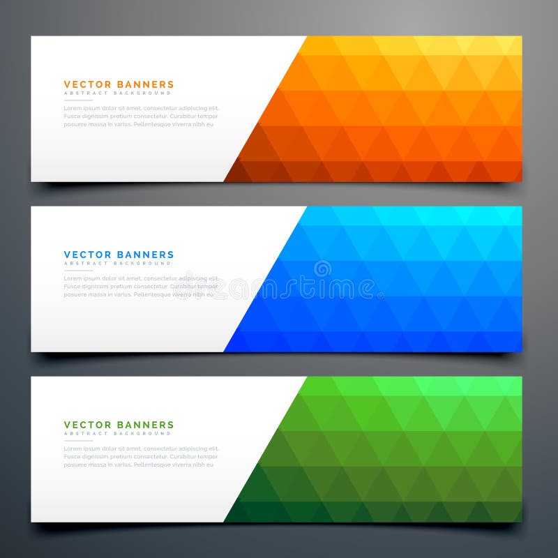 Abstract Colorful Banners Set with Triangle Pattern Stock Vector ...
