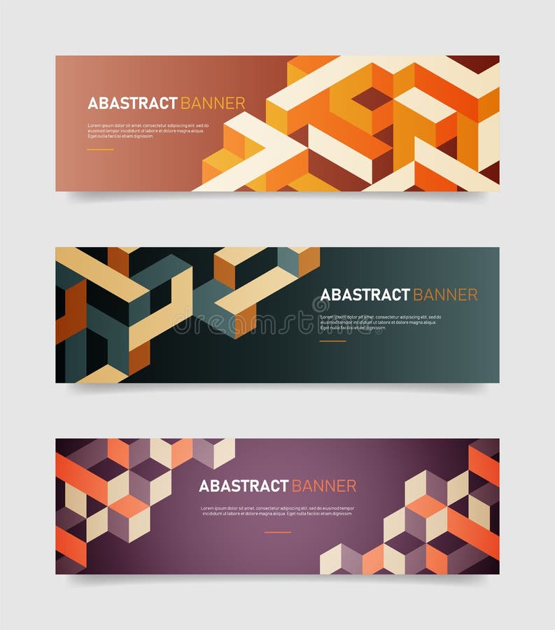 Abstract Colorful Isometric Design Banners Template. Stock Vector ...