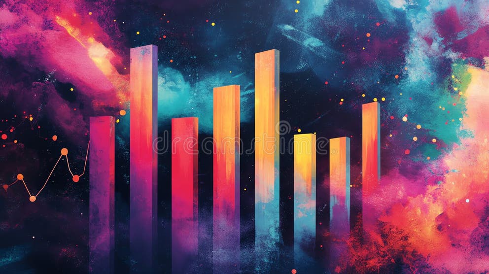 Abstract Colorful Bar Graph Data Visualization in Space Stock ...