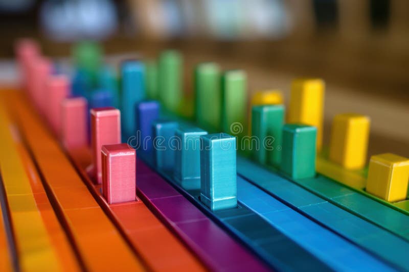 Abstract Colorful Bars in a 3D Graphic Representation, Showcasing ...