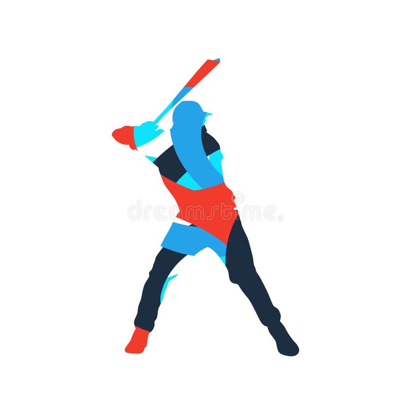 Abstract Red Baseball Player, Vector Silhouette Stock Vector ...