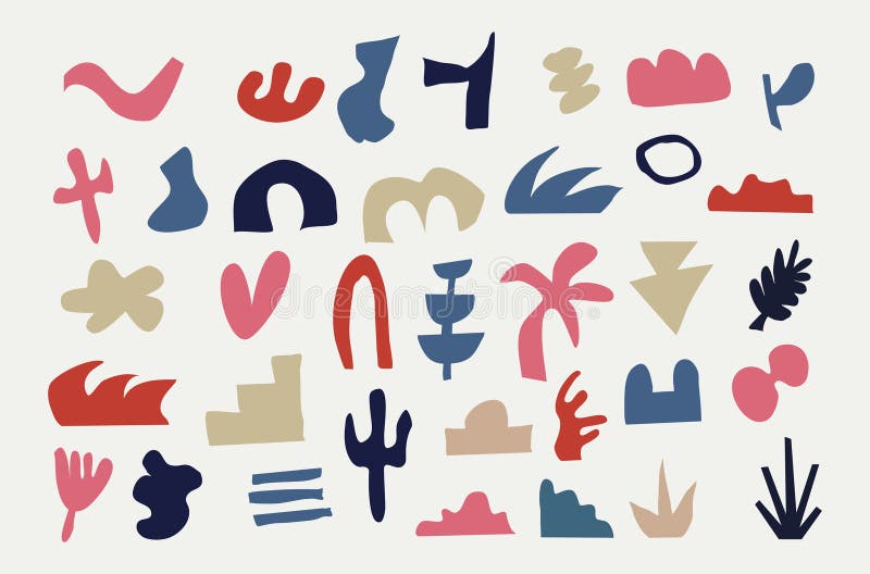 Abstract Colorful Basic Organic Shape Doodle Set. Random Childish ...