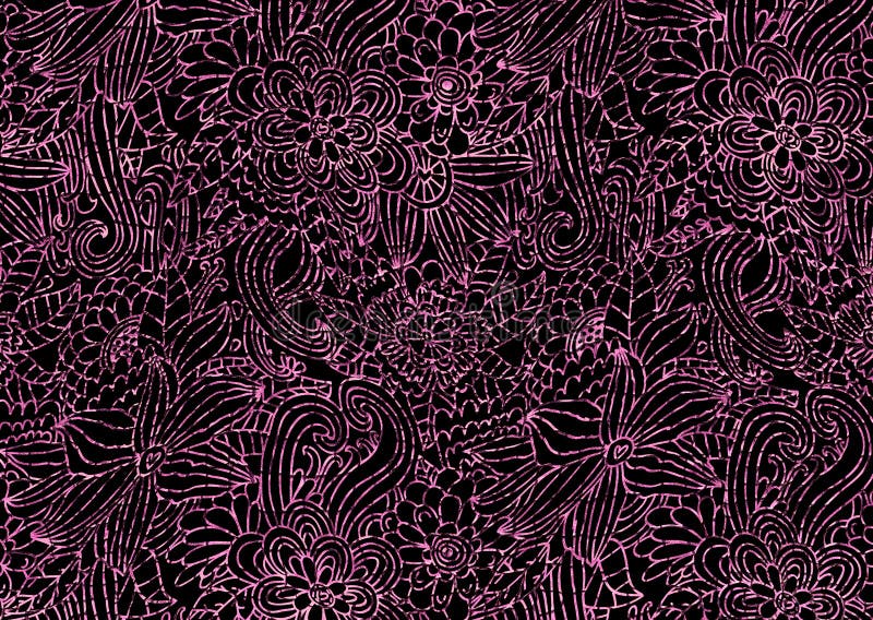 Abstract Floral Pattern with Fabric Texture Stock Illustration ...