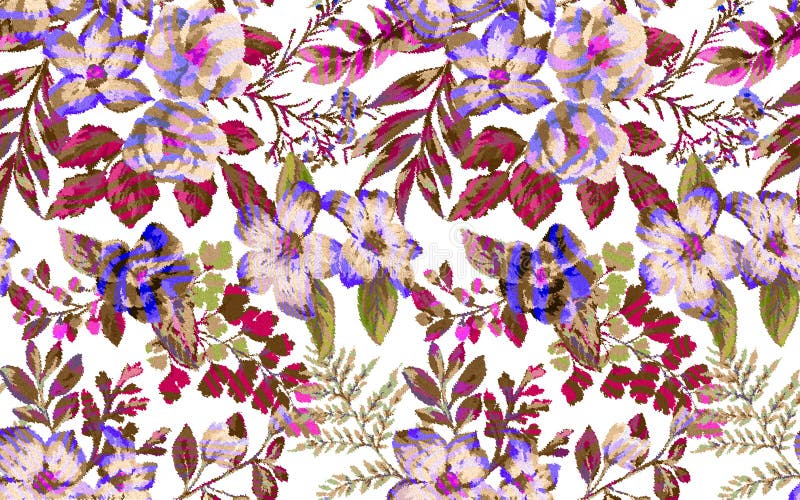 Abstract Floral Pattern with Fabric Texture Stock Illustration ...
