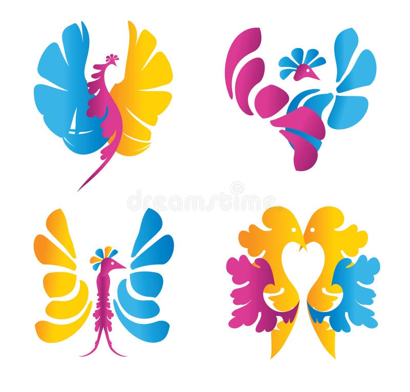 Abstract Colorful Birds Icon Stock Vector - Illustration of heart ...
