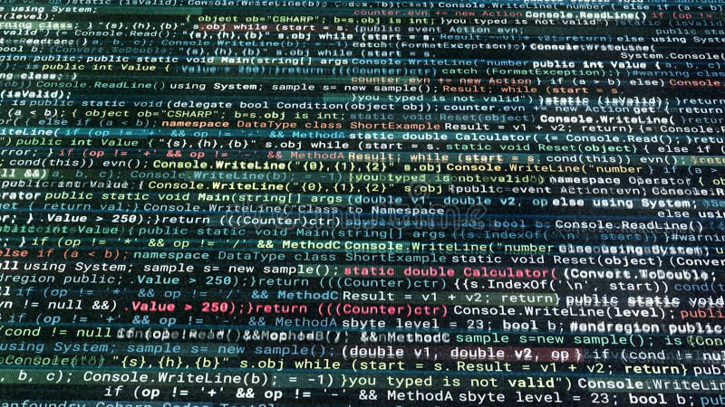 Abstract Colorful Blinking and Changing Lines of a Programing Code on a ...