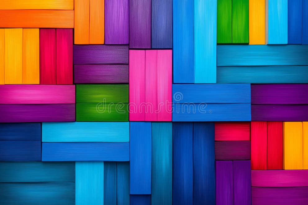 Abstract Colorful Blocks Interlocking Pattern Design Vibrant Geometric ...