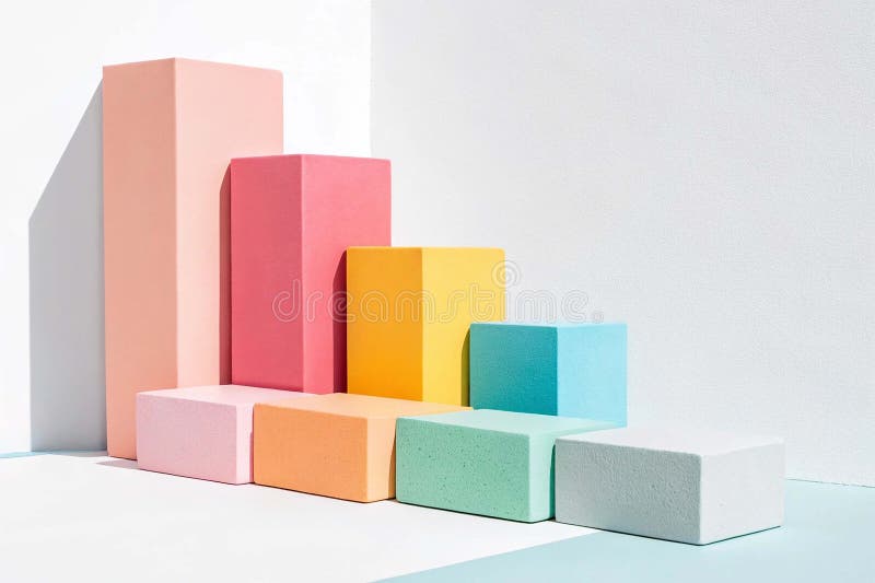 Abstract Colorful Blocks â€ Pastel Minimalist Design on White ...