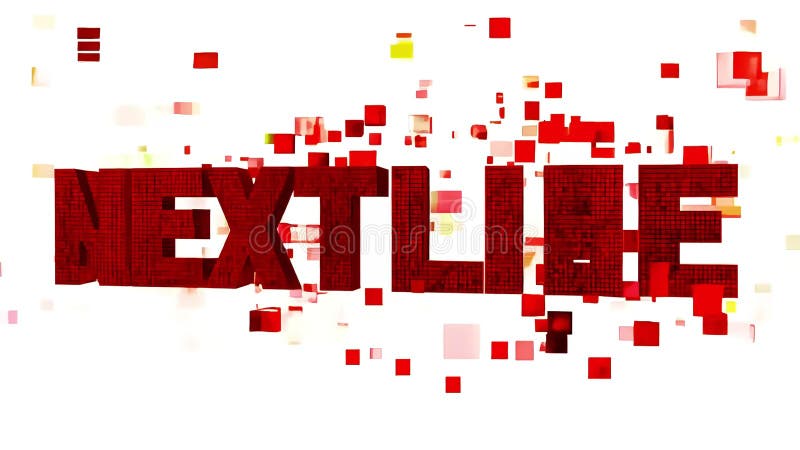 Abstract Colorful Blocky NEXT LINE Text. Bright Blocks Float in Space ...