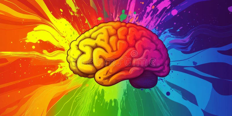 Abstract Colorful Brain Art with AI Theme on Vibrant Background Stock ...